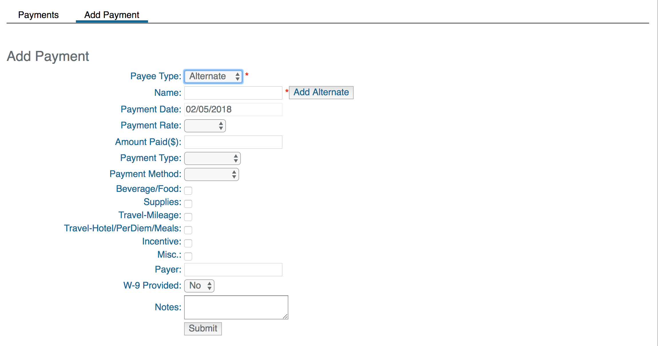 Add Alternate Payment – Welcome to the COINS Support Center!