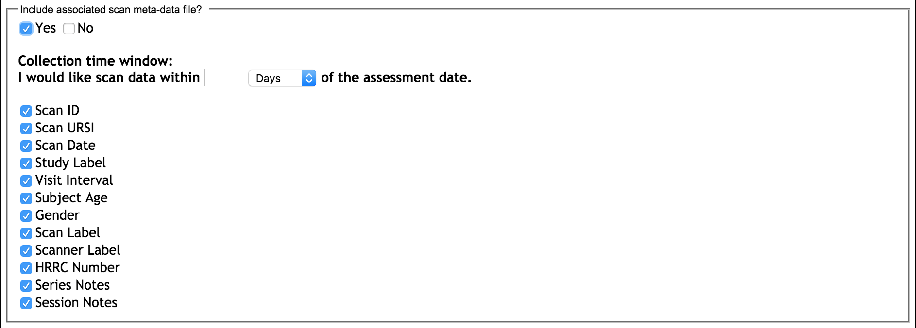Scan meta data with assessment query – Welcome to the COINS Support Center!