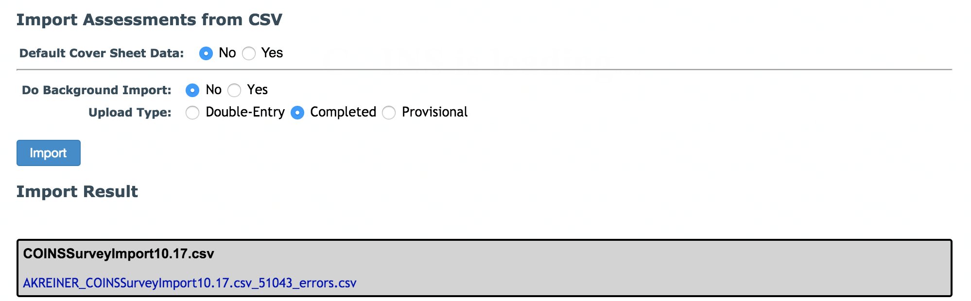 Import Assessments – Welcome to the COINS Support Center!