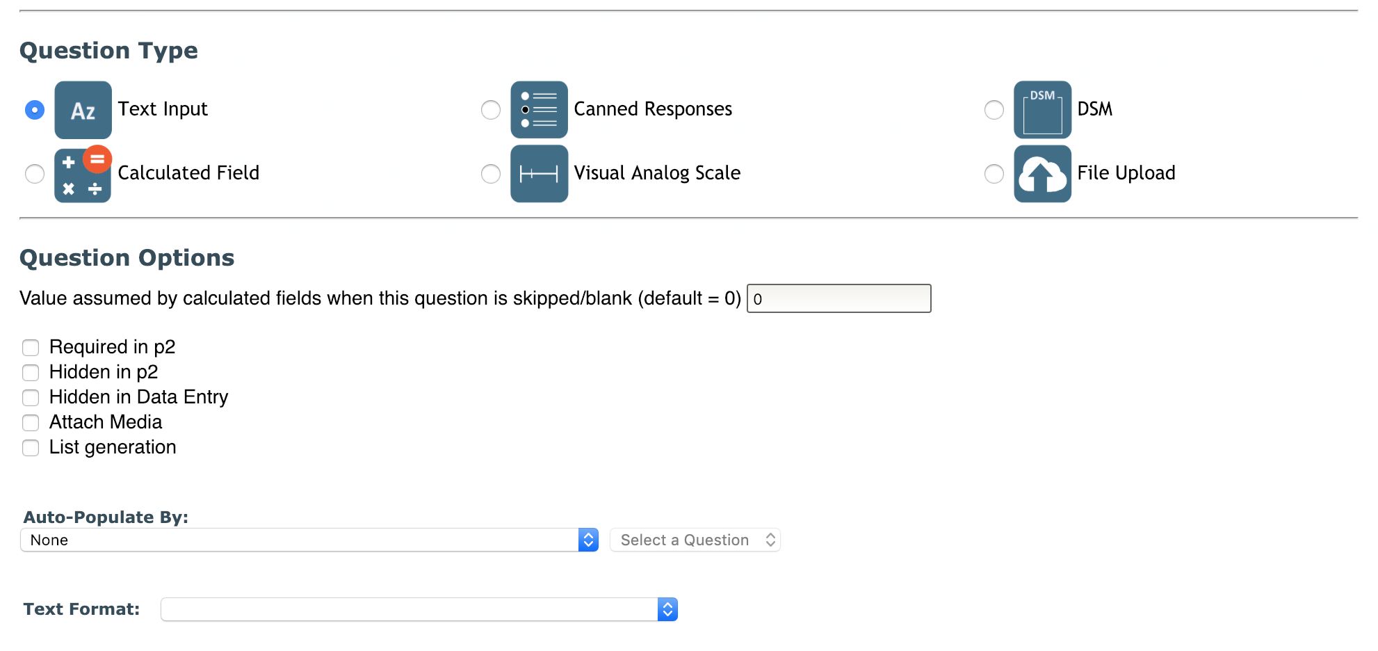 Question Types: Text Input – Welcome to the COINS Support Center!