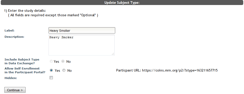 Edit Subject Types – Welcome to the COINS Support Center!