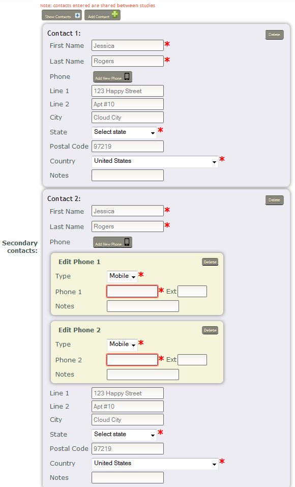 Secondary Contact Information – Welcome to the COINS Support Center!