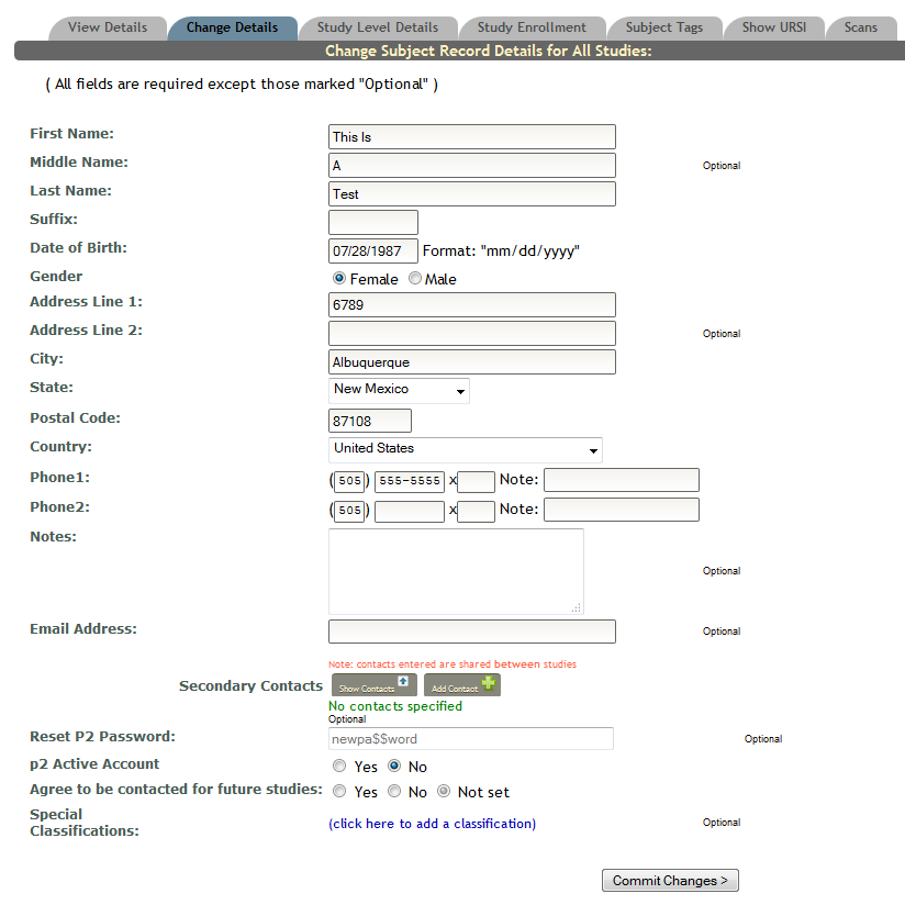 Secondary Contact Information – Welcome to the COINS Support Center!