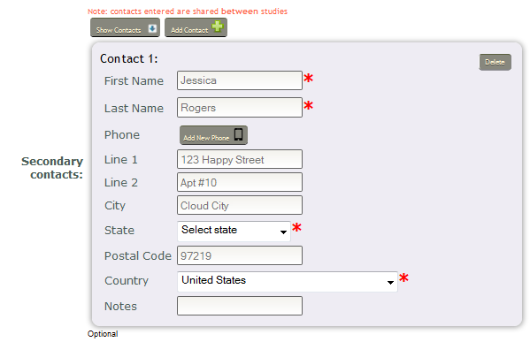 Secondary Contact Information – Welcome to the COINS Support Center!